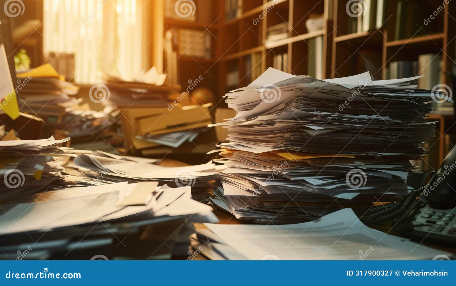 Many Paperwork on Office Desk. Stressed and Overtime Concept Stock ...