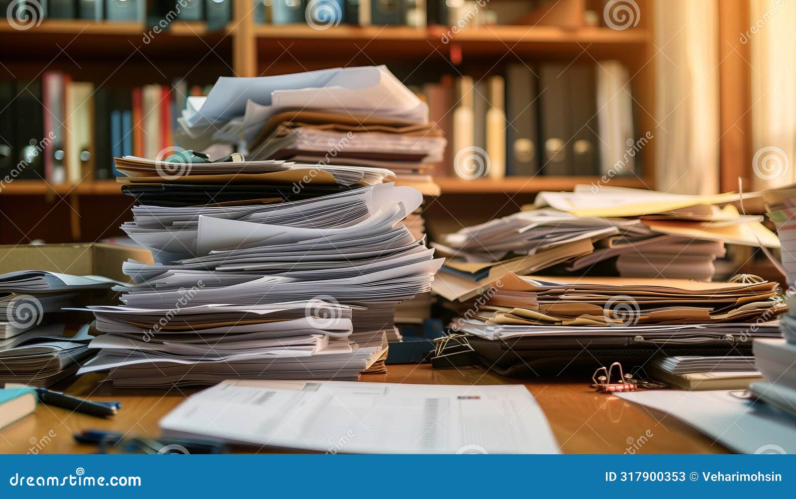 Many Paperwork on Office Desk. Stressed and Overtime Concept Stock ...