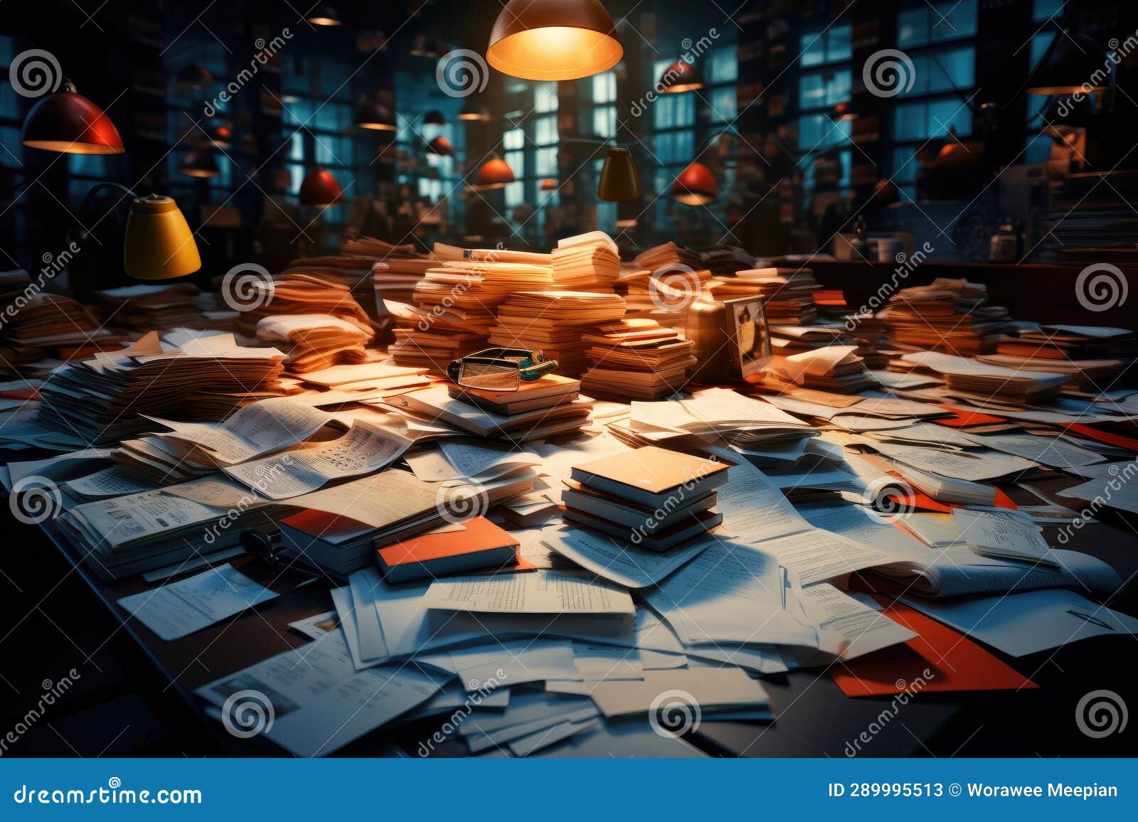 Many Paperwork on Office Desk. Stressed and Overtime Concept Stock ...