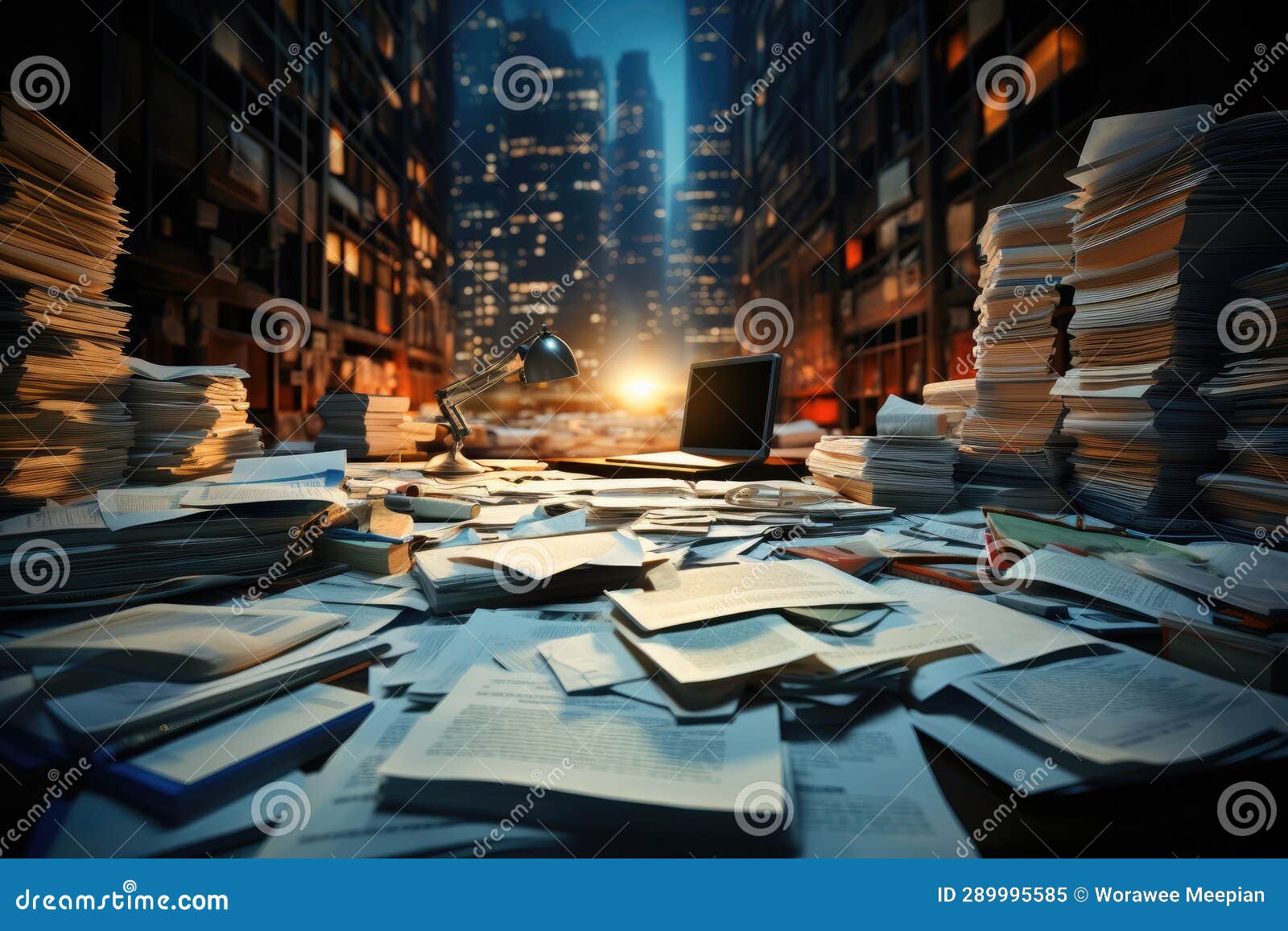 Many Paperwork on Office Desk. Stressed and Overtime Concept Stock ...