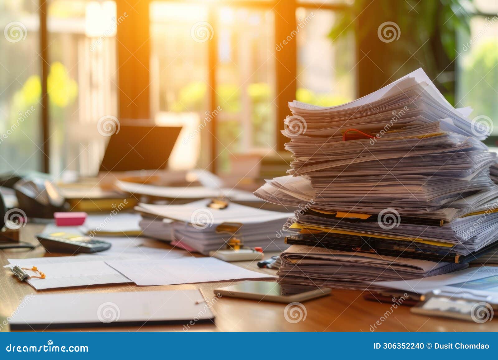 Many Paperwork on Office Desk. Stressed and Overtime Concept Stock ...