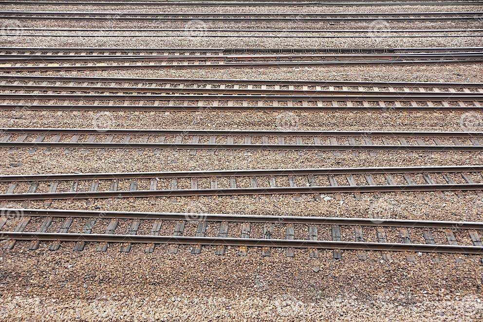 Parallel Tracks on Railway Yard Stock Photo - Image of metal, railway ...