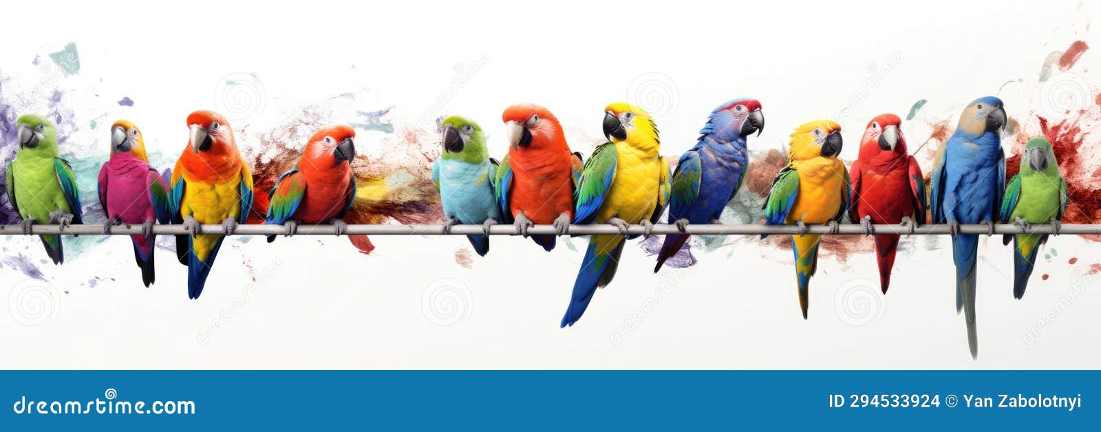 Parrots Banner Vector Illustration. Hello And Welcome. Birds Sitting On ...