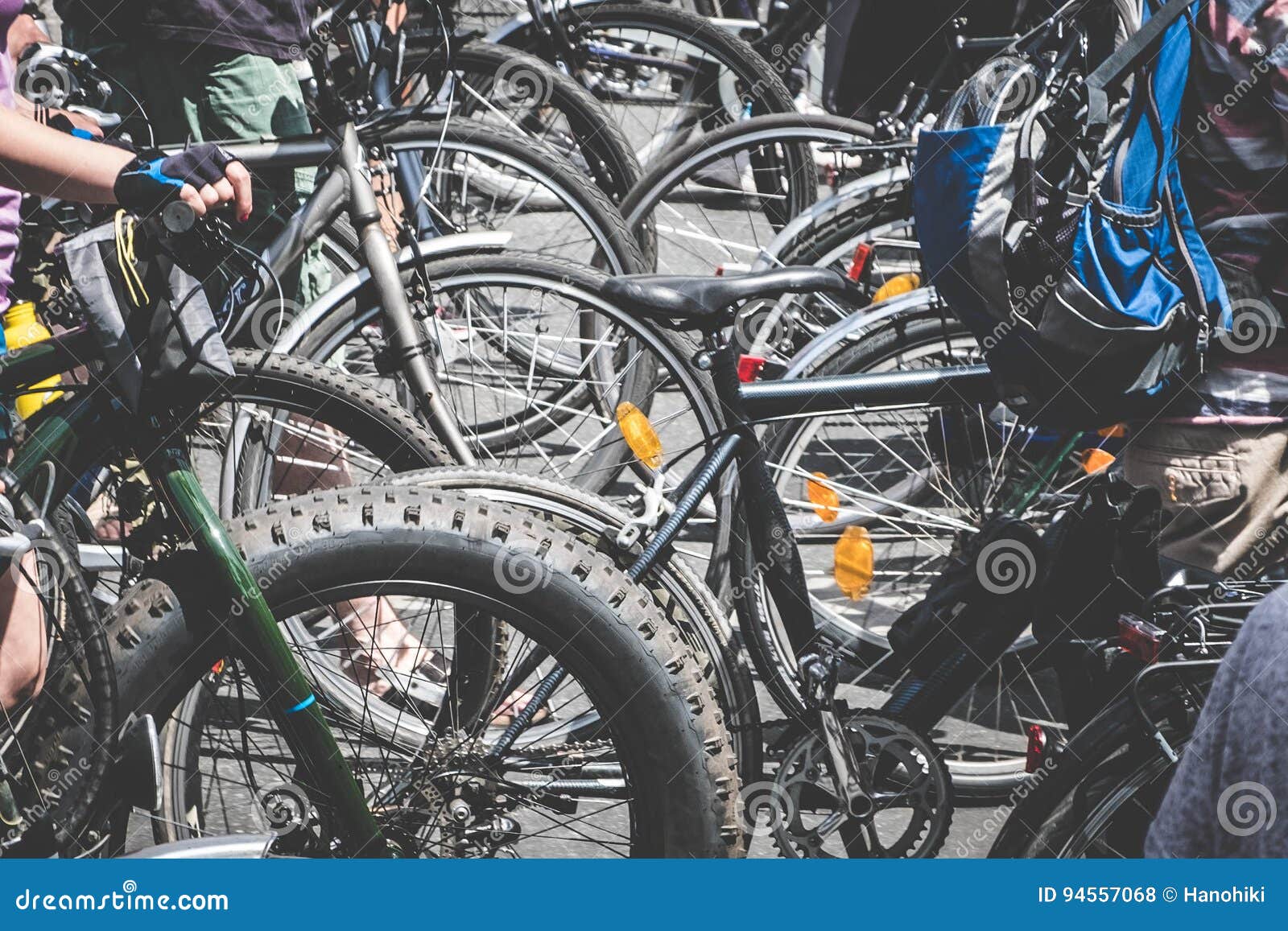 Many people on bicycles stock photo. Image of crowd, road - 94557068