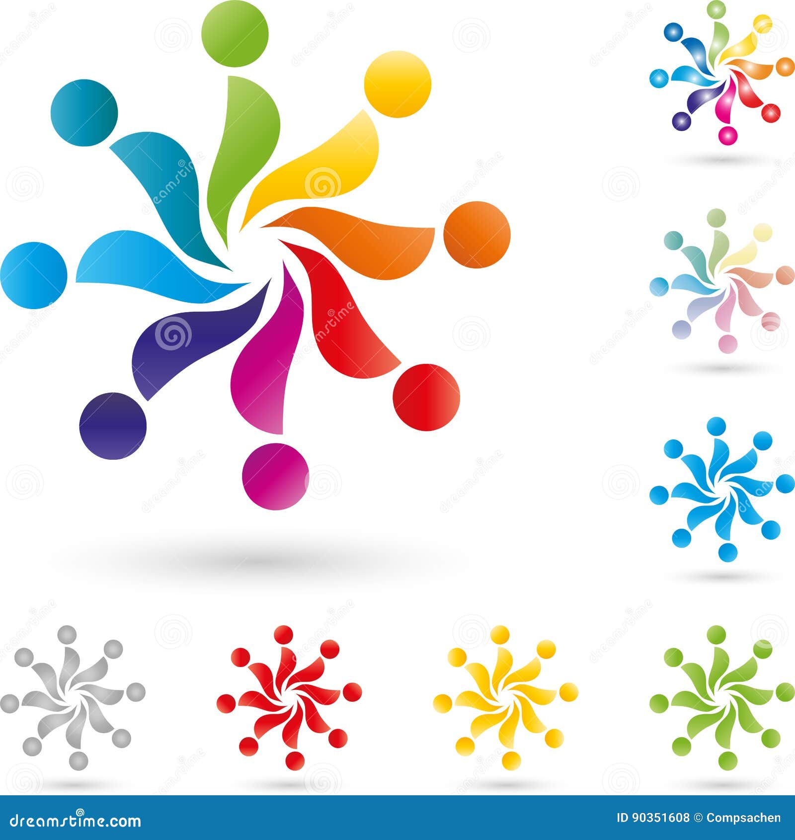 Many People, Colored, Group, Team and People Logo Stock Vector ...