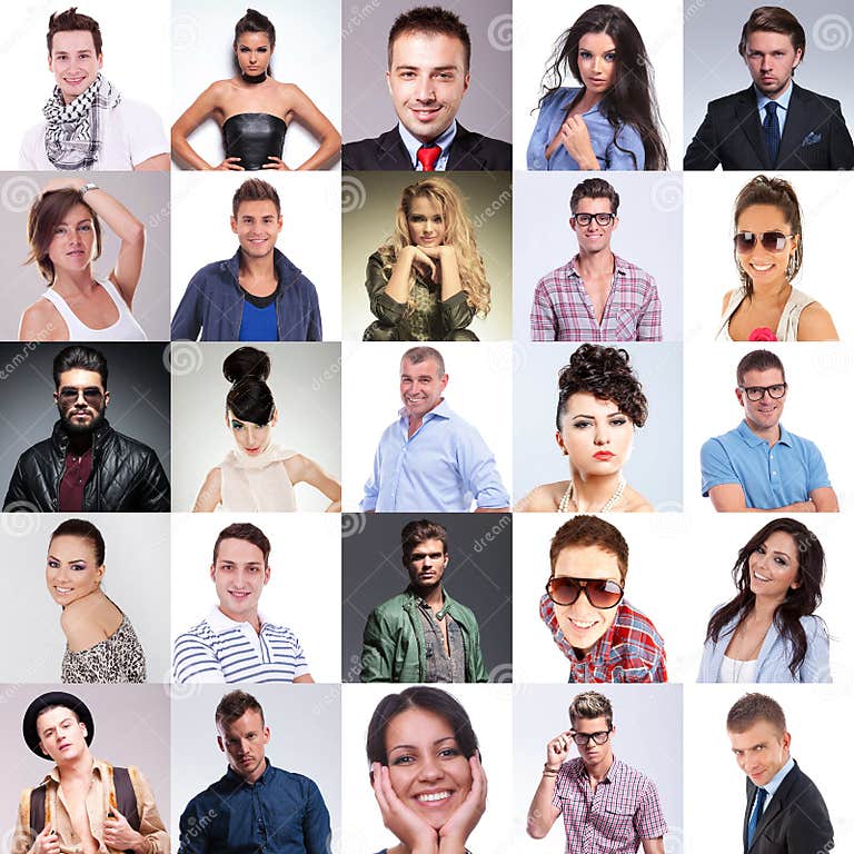 Many people faces collage stock image. Image of mature - 36632693