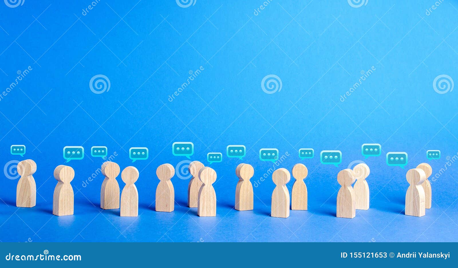Many People Figures and Comment Clouds Above. Process of Discussion and ...