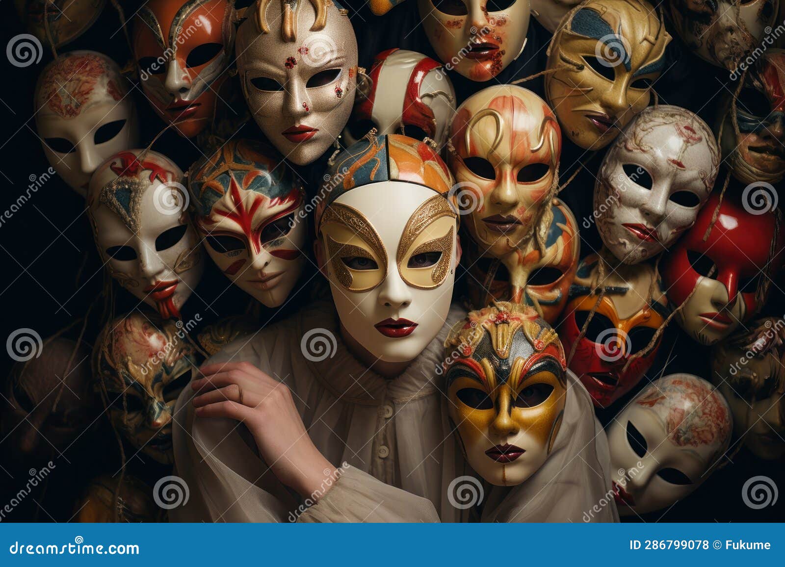 Many People Hide Their Faces Under Masks Generative Ai Stock ...