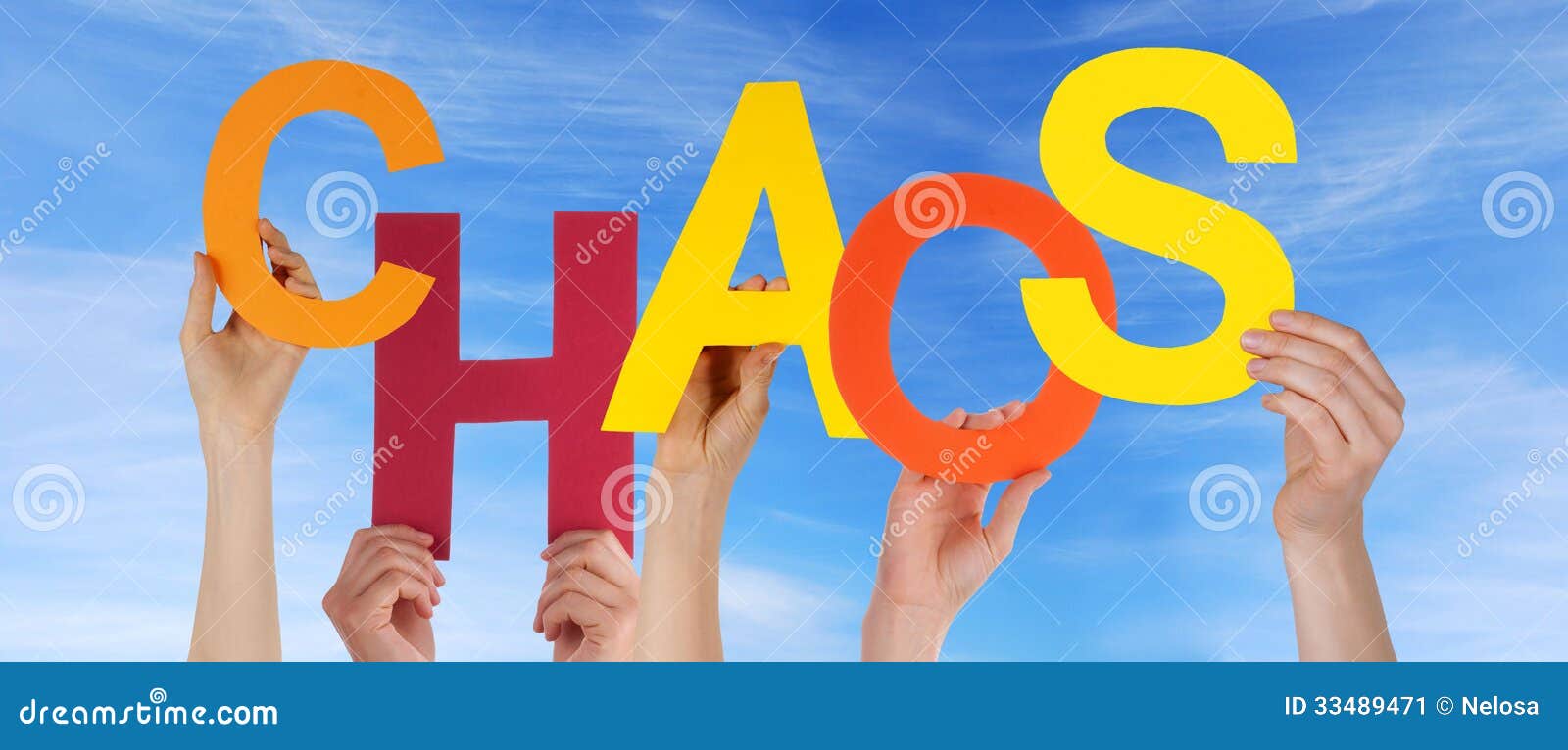 Many People Holding Chaos in the SKy Stock Image - Image of characters ...