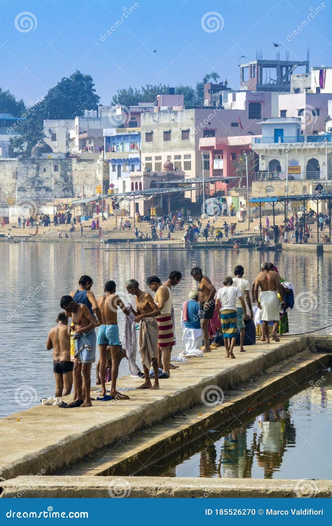 Many People Taking Holy Bath in the Lake of Pushkar Editorial Image ...