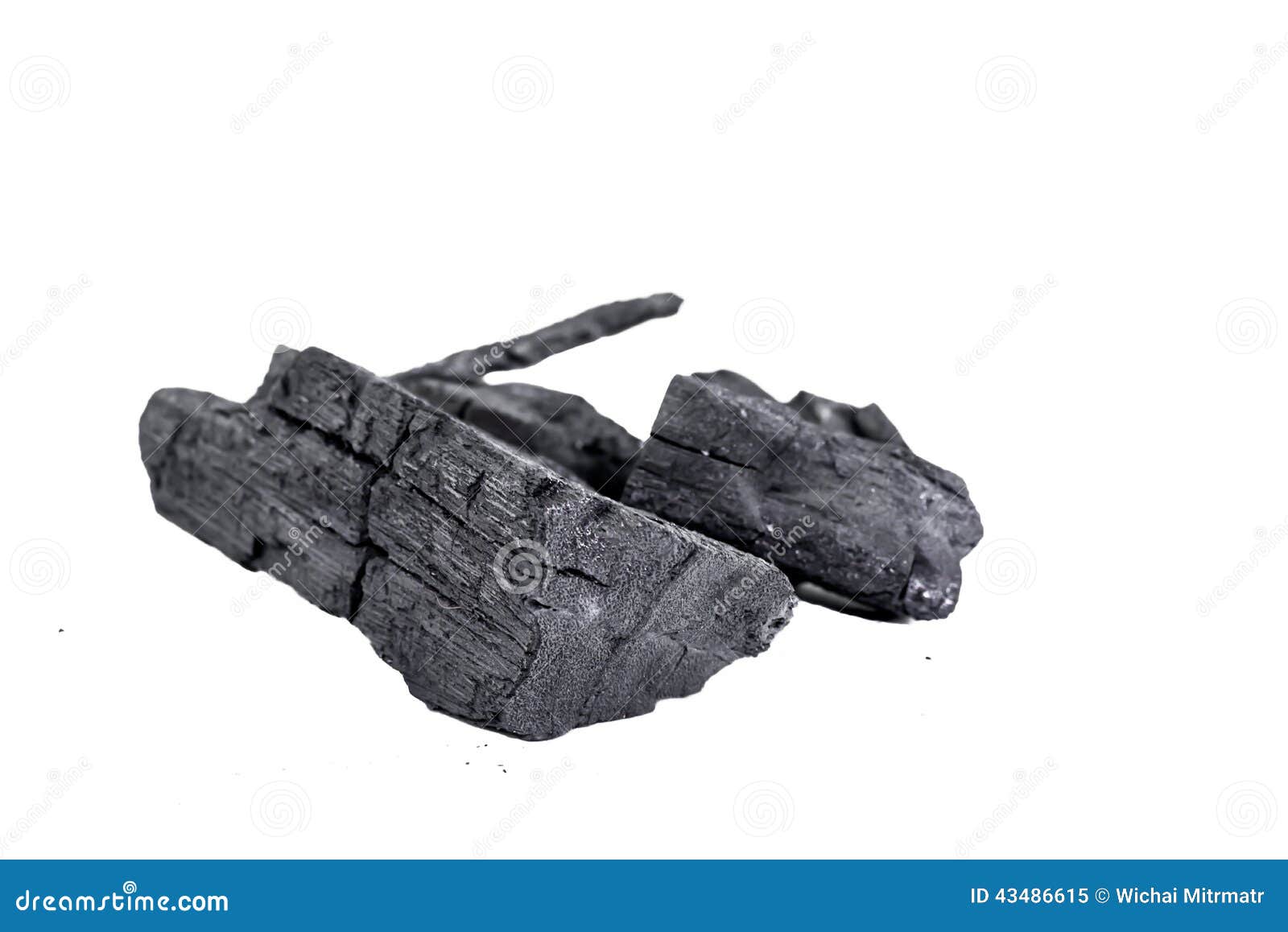 Many Pieces of Charcoal Isolated on White Background Stock Image ...