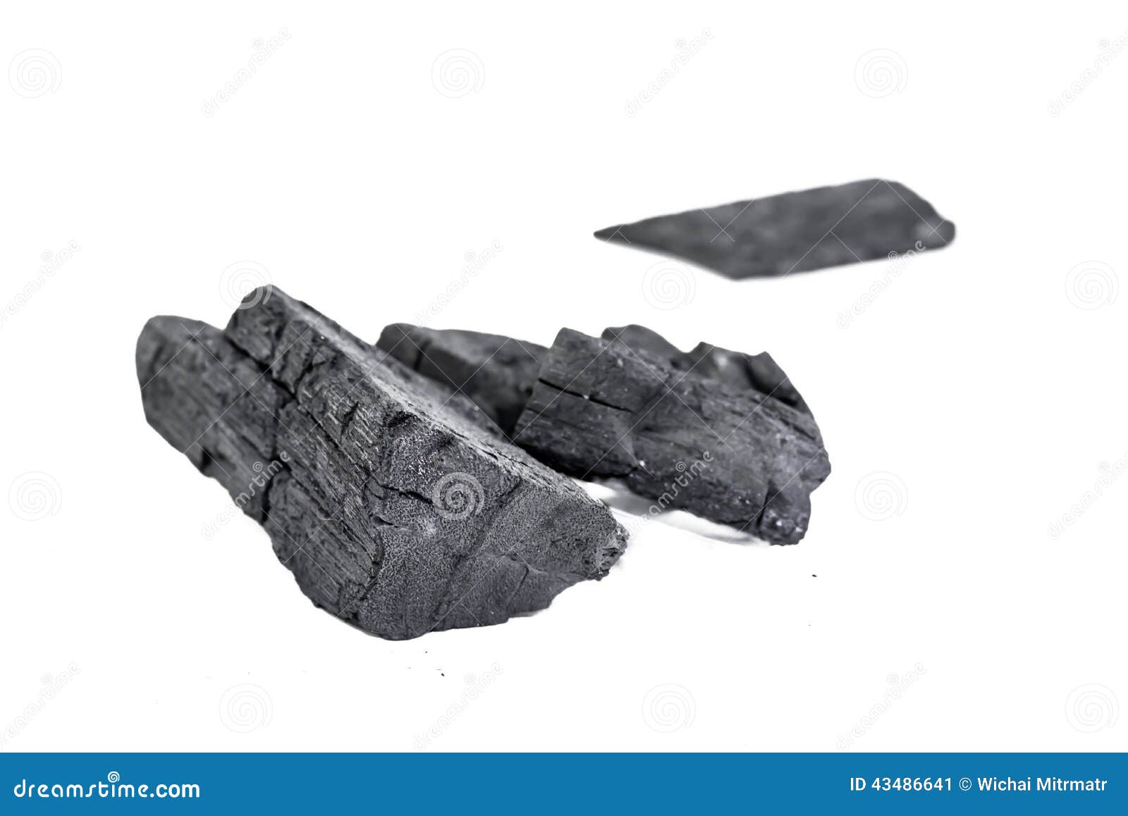 Many Pieces of Charcoal Isolated on White Background Stock Image ...
