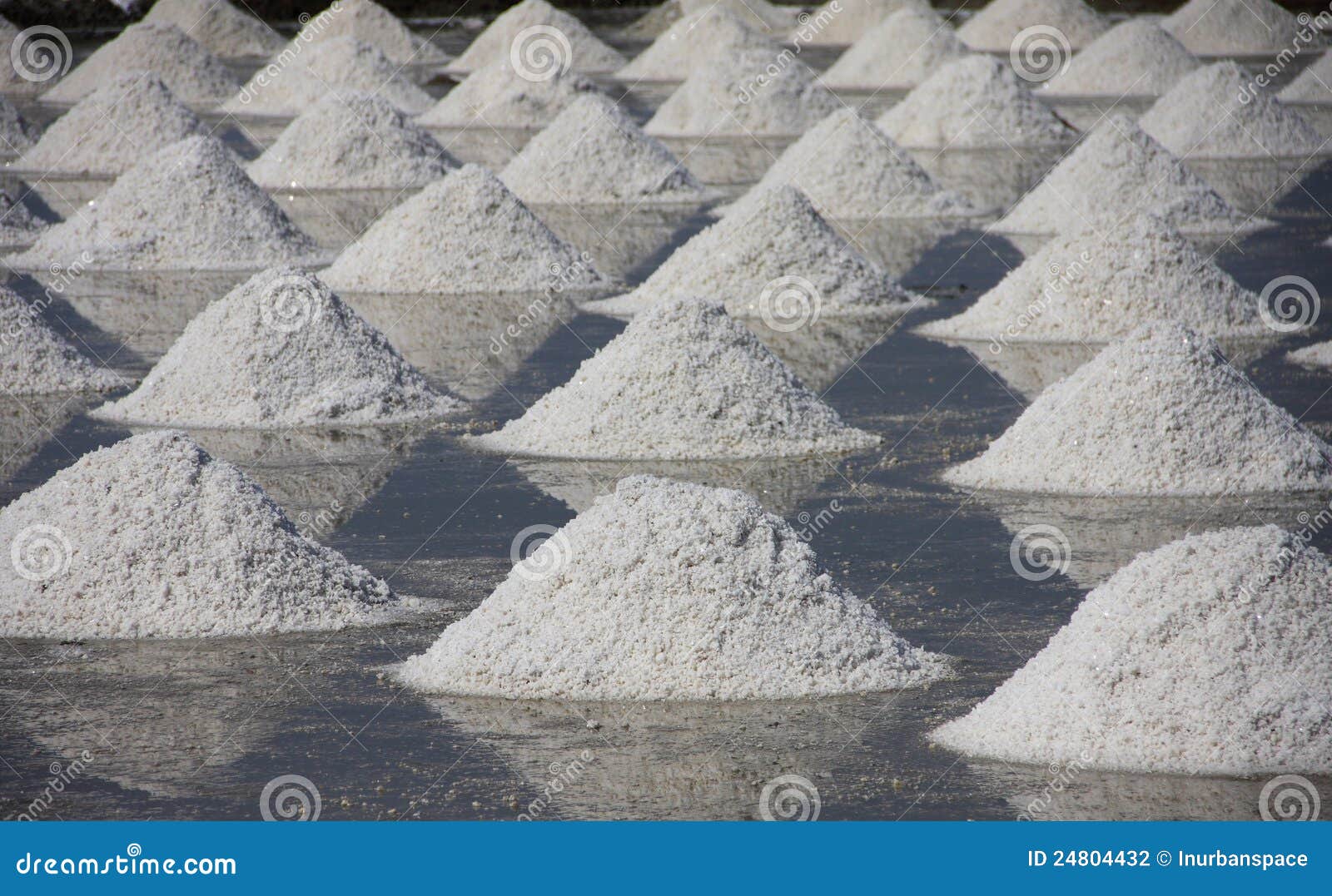 Many Pile of Salt in the Salt Pan. Stock Photo - Image of pond ...