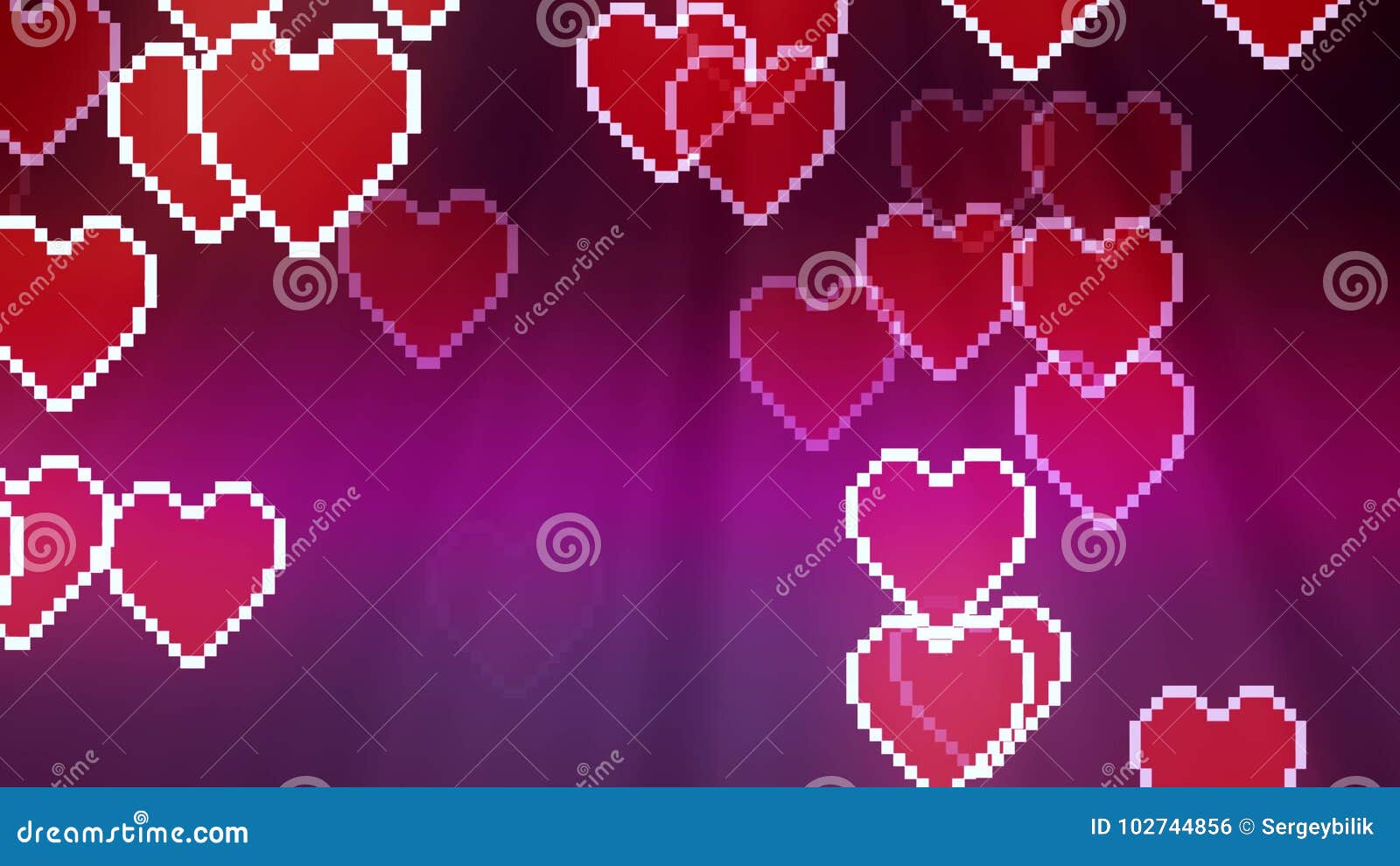 Many Pixel Heart Icon Random Diffuse Moving Animation Background - New ...