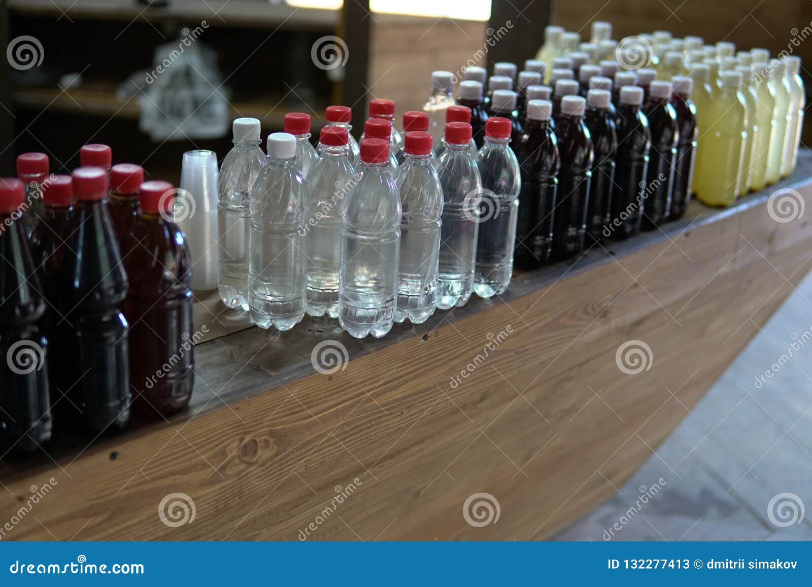 Many Plastic Bottles with a Liquid of a Different Color Stock Image ...