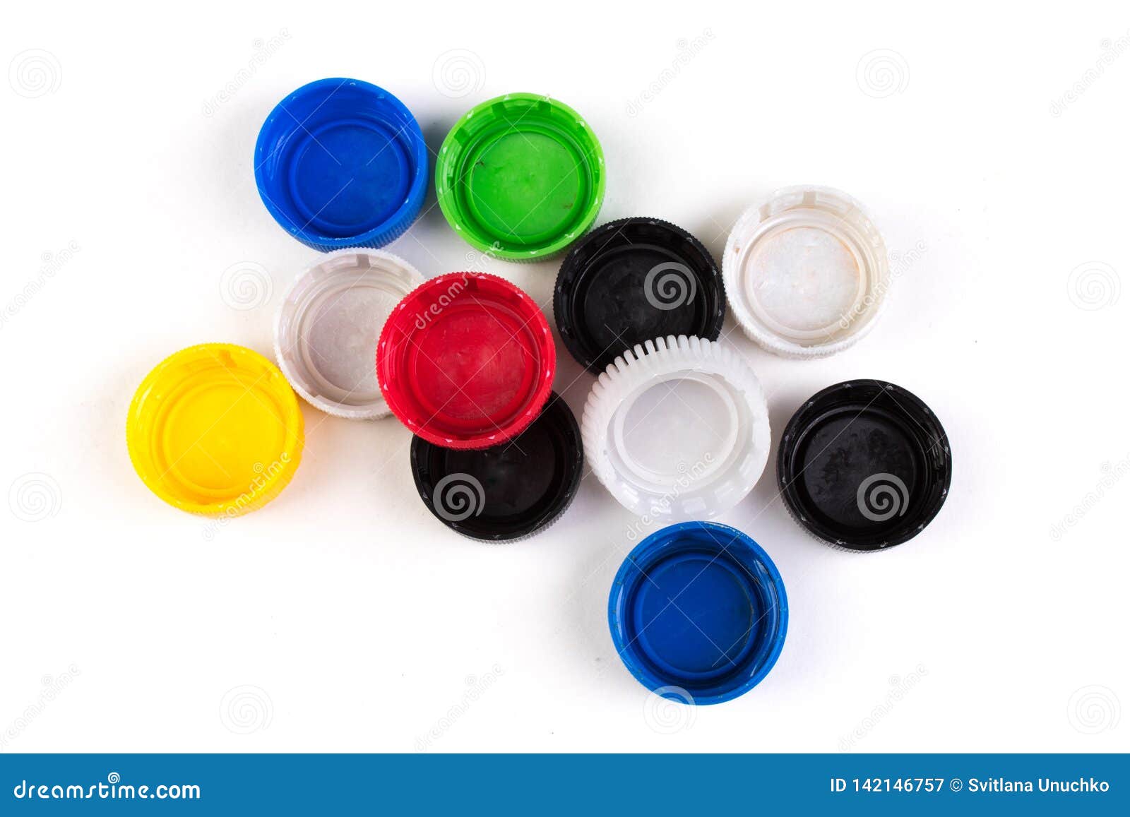 Many Plastic Covers of Different Colors, Isolated on White Background ...
