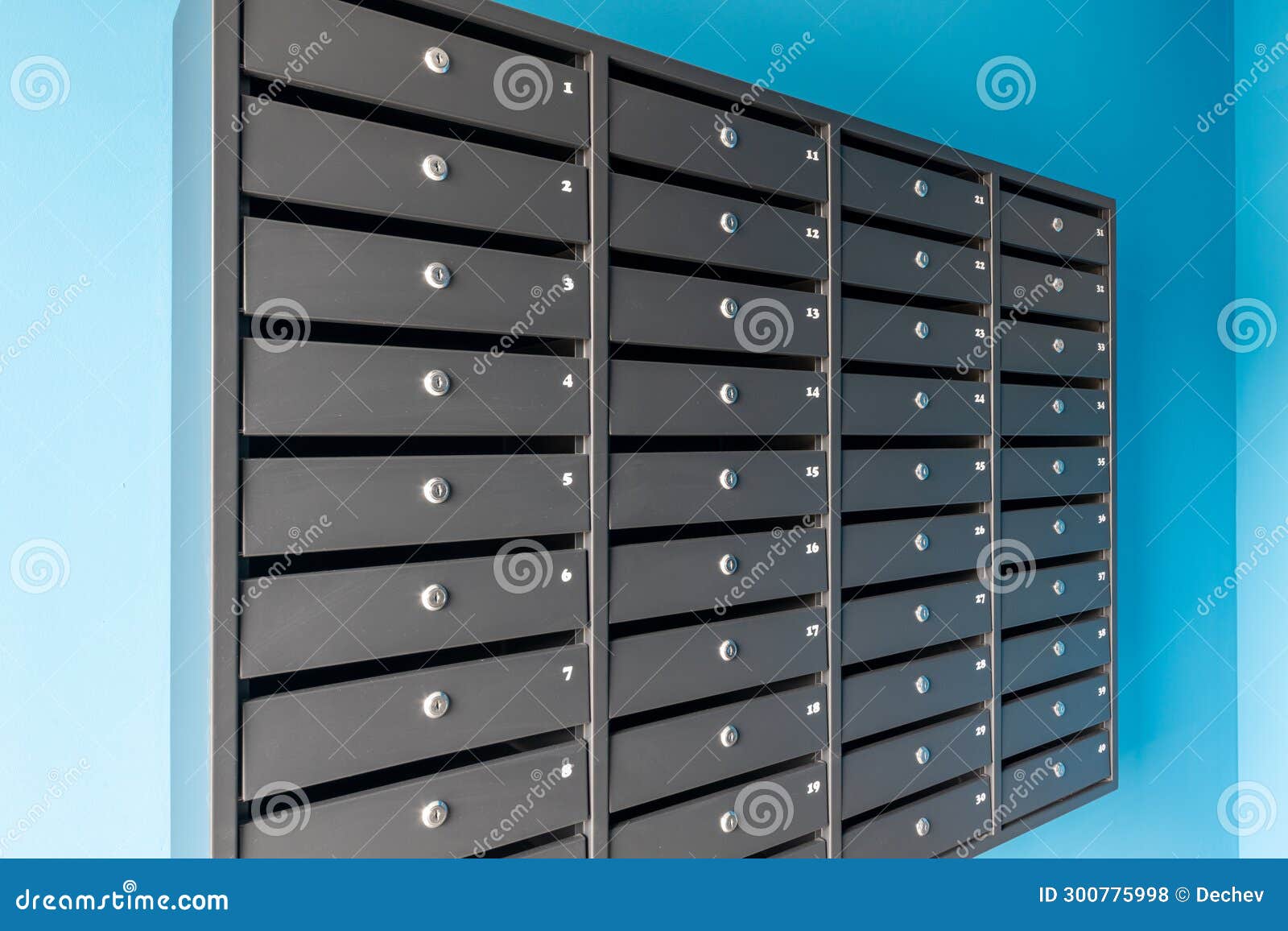 Many Post Boxes in Modern Apartment Building. Postage Boxes in an ...