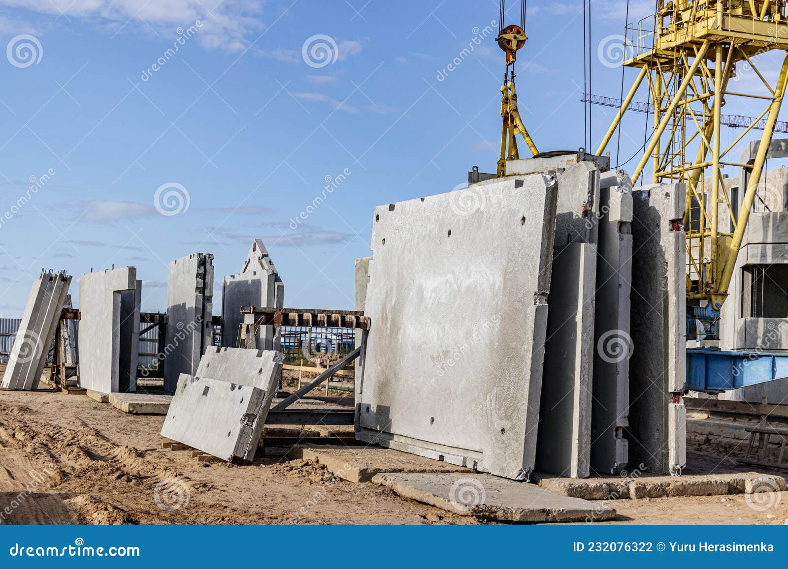 Many Precast Concrete Wall Panels are Stocking in the Storage Area ...
