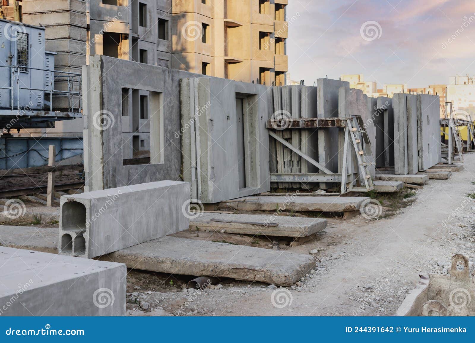 Many Precast Concrete Wall Panels are Stocking in the Storage Area ...
