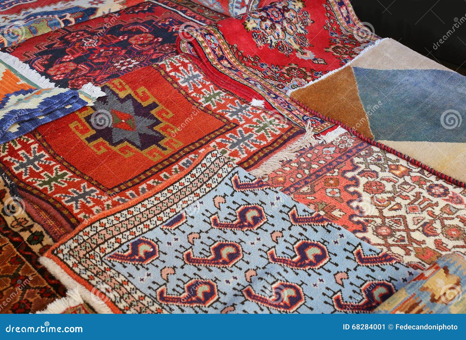 Many Precious Ancient Colored Wool Rugs Made by Hand in the Middle East ...