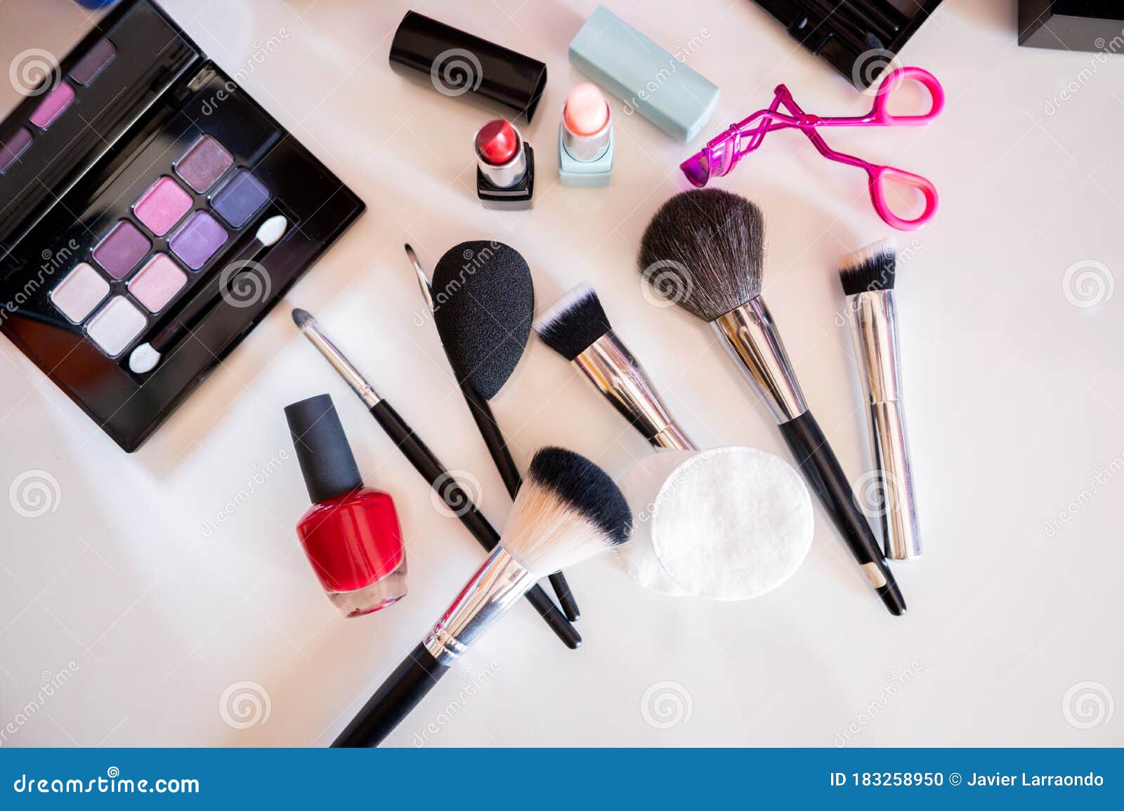 Many Professional Cosmetics and Objects for Make Up Stock Photo - Image ...