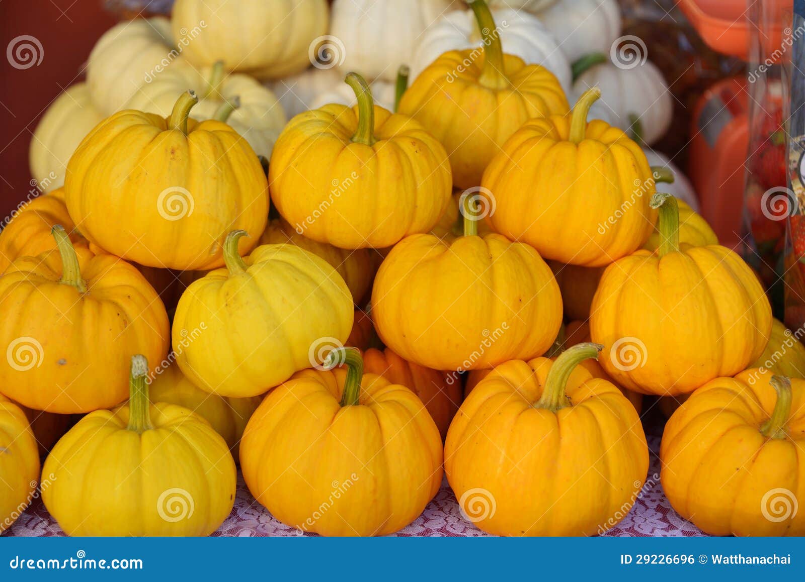 Many Pumpkin on the Table at Market. Stock Photo - Image of fresh ...