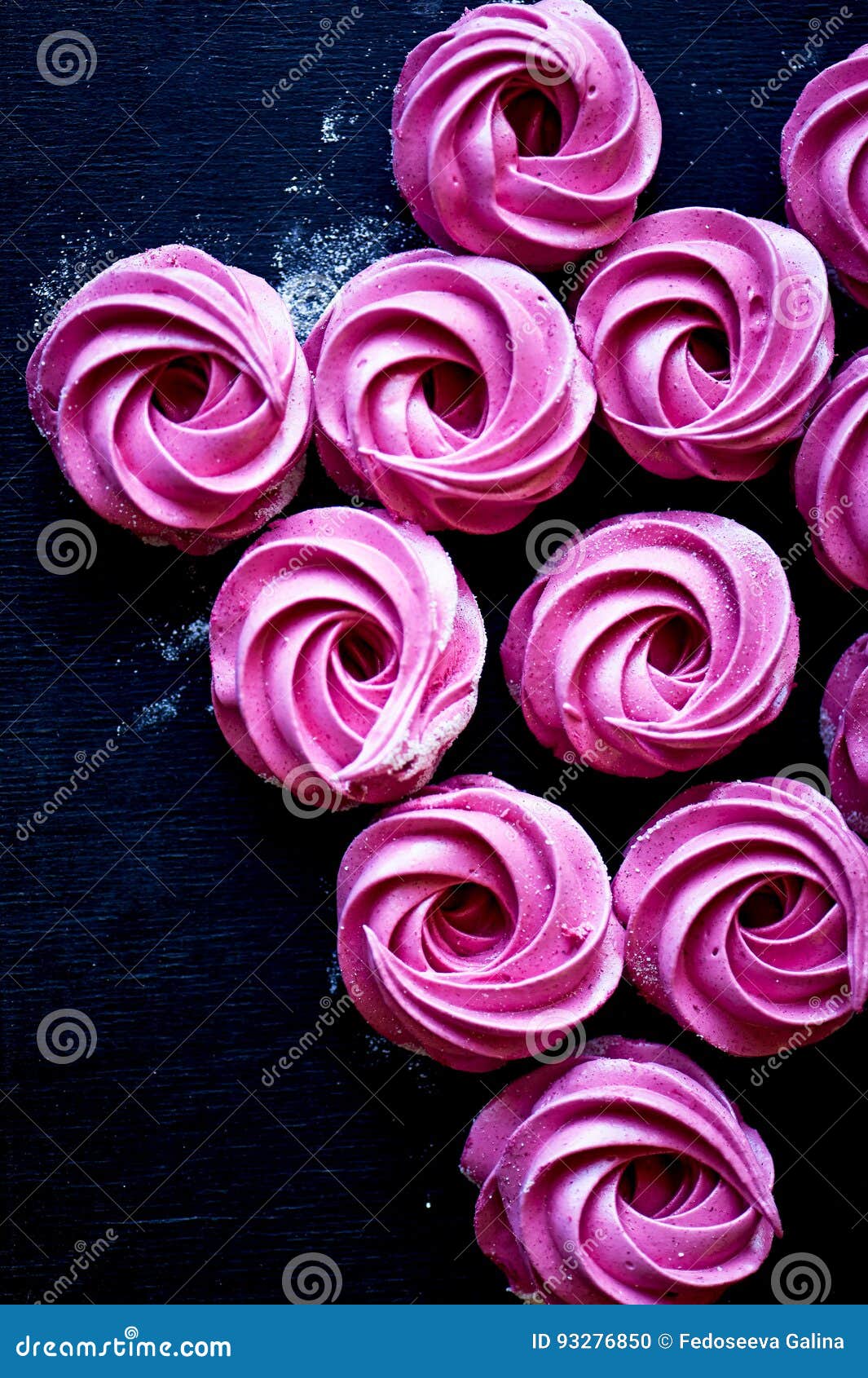 Many Purple Marshmallow on a Dark Surface. a Contrasting Picture. a ...