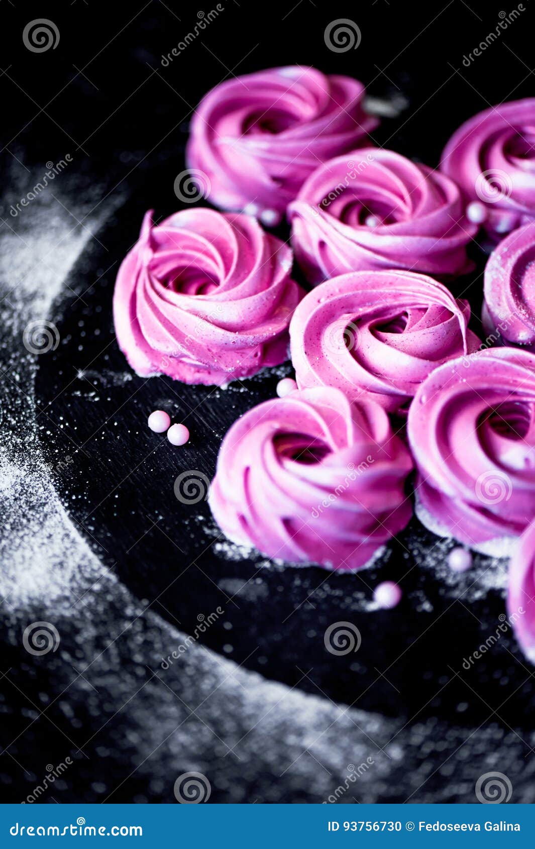 Many Purple Marshmallow on a Dark Surface. a Contrasting Picture. a ...