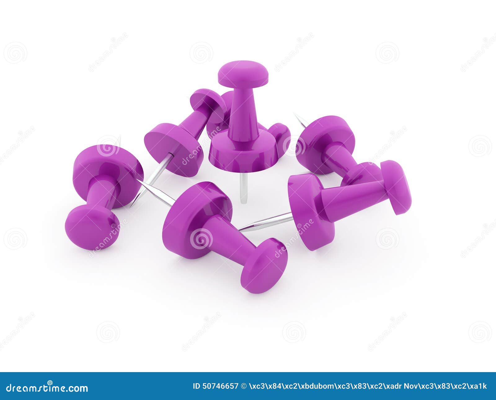 Many Purple Push Pin Rendered Isolated Stock Illustration ...