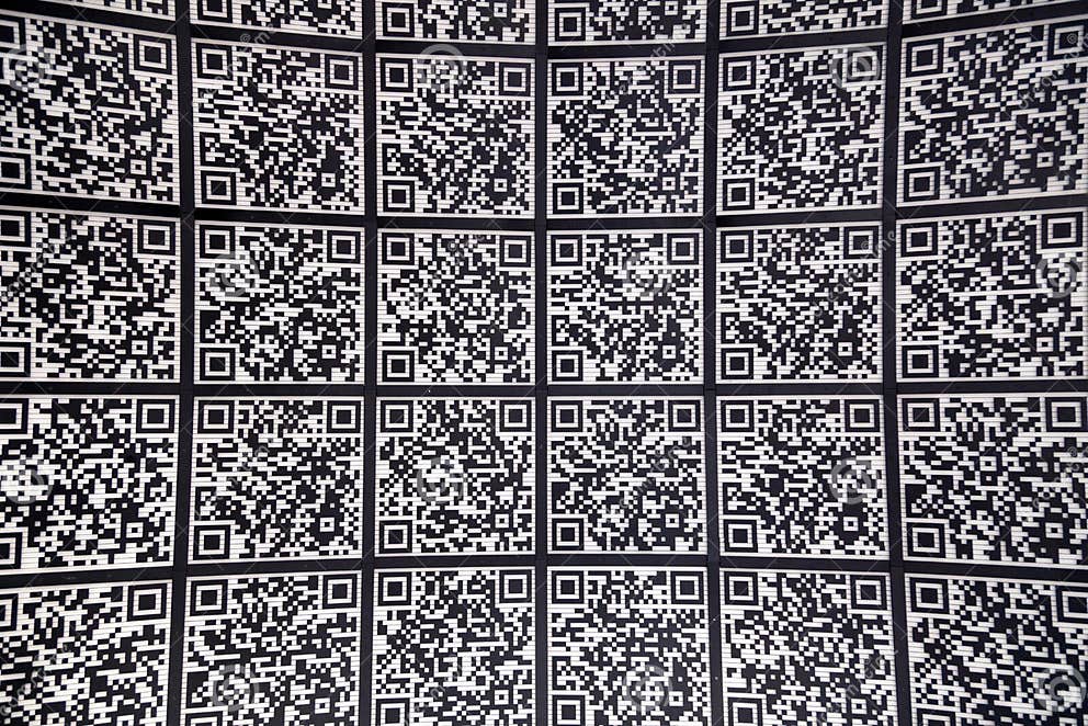 Qr Code Abstract Pattern Background, Black and White, Horizontal Stock ...