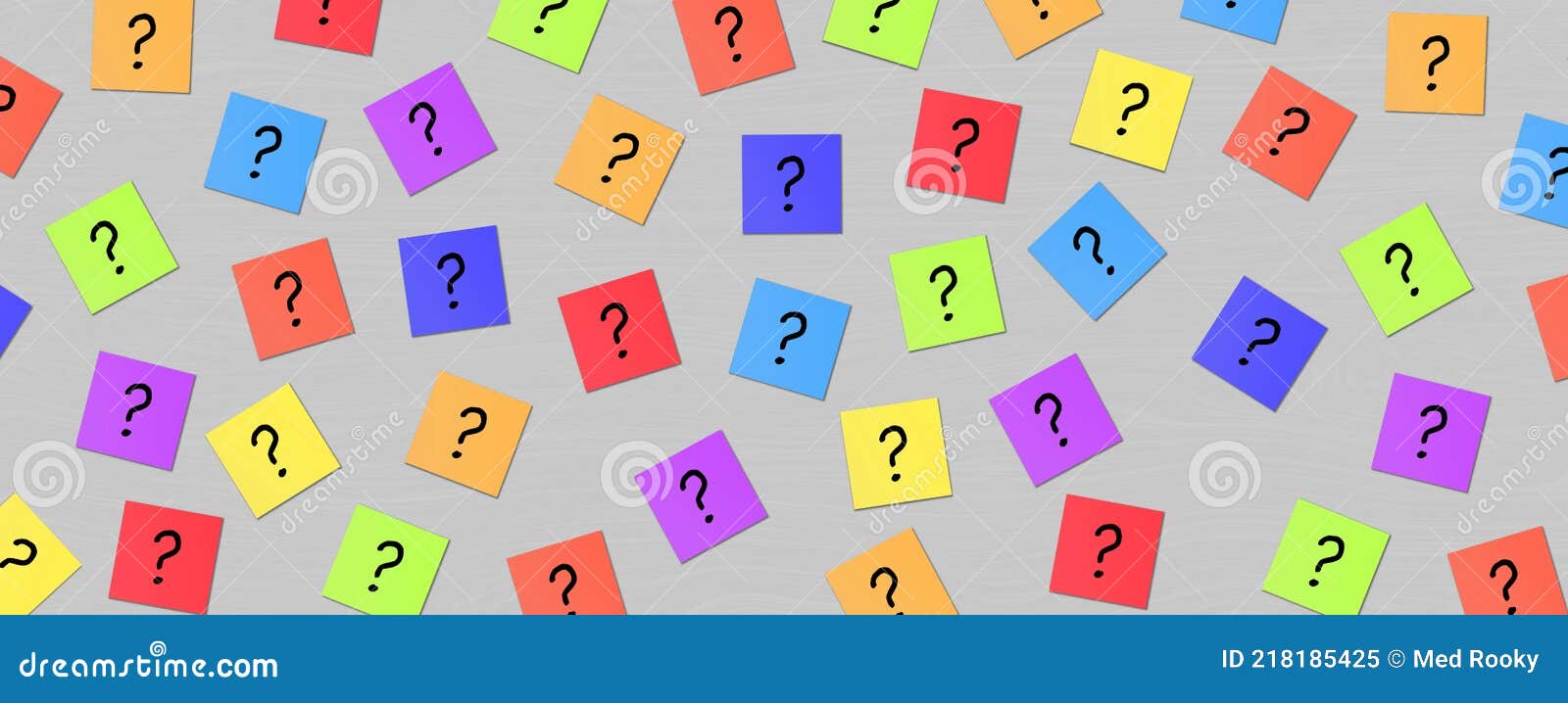 Many Question Mark on Grey Background. Colorful Sticky Notes with ...