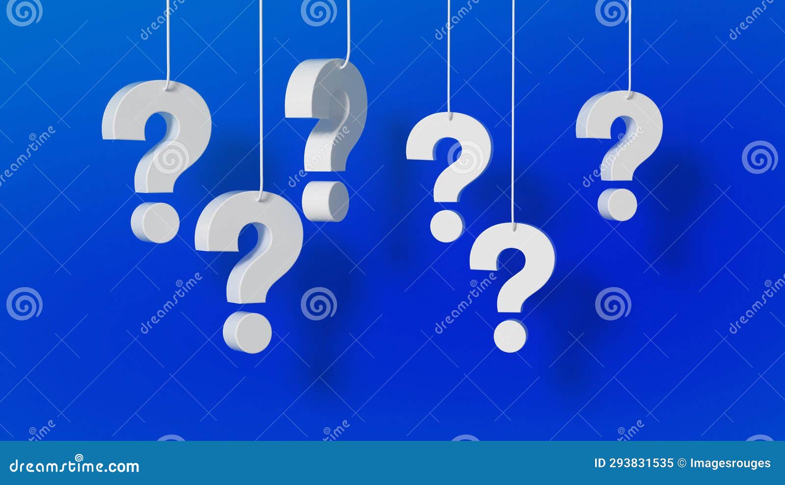Many Question Mark Hanging on Blue Background Stock Illustration ...