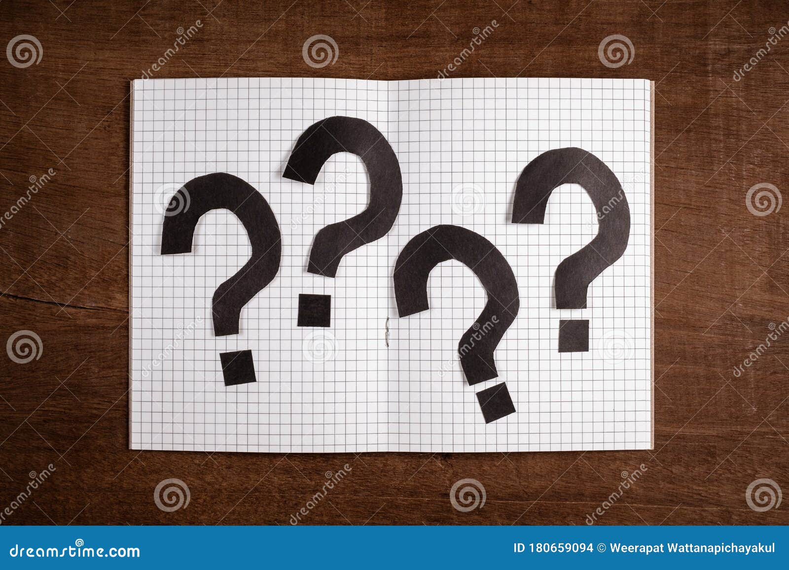 Many Question Marks on Notebook Stock Photo - Image of paper, decision ...