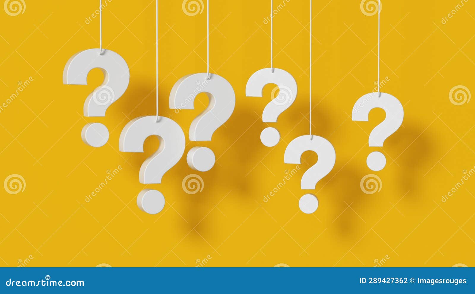 Many Question Marks White Hanging on Yellow Wall Background Stock ...