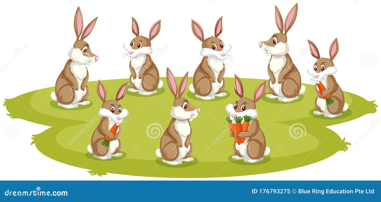 Two Rabbits In The Green Grass Field Pattern. Art Deco Stained Glass ...