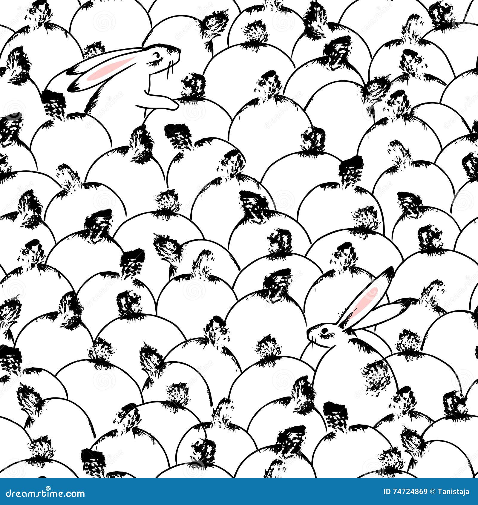 Many rabbits stock vector. Illustration of looking, vector - 74724869