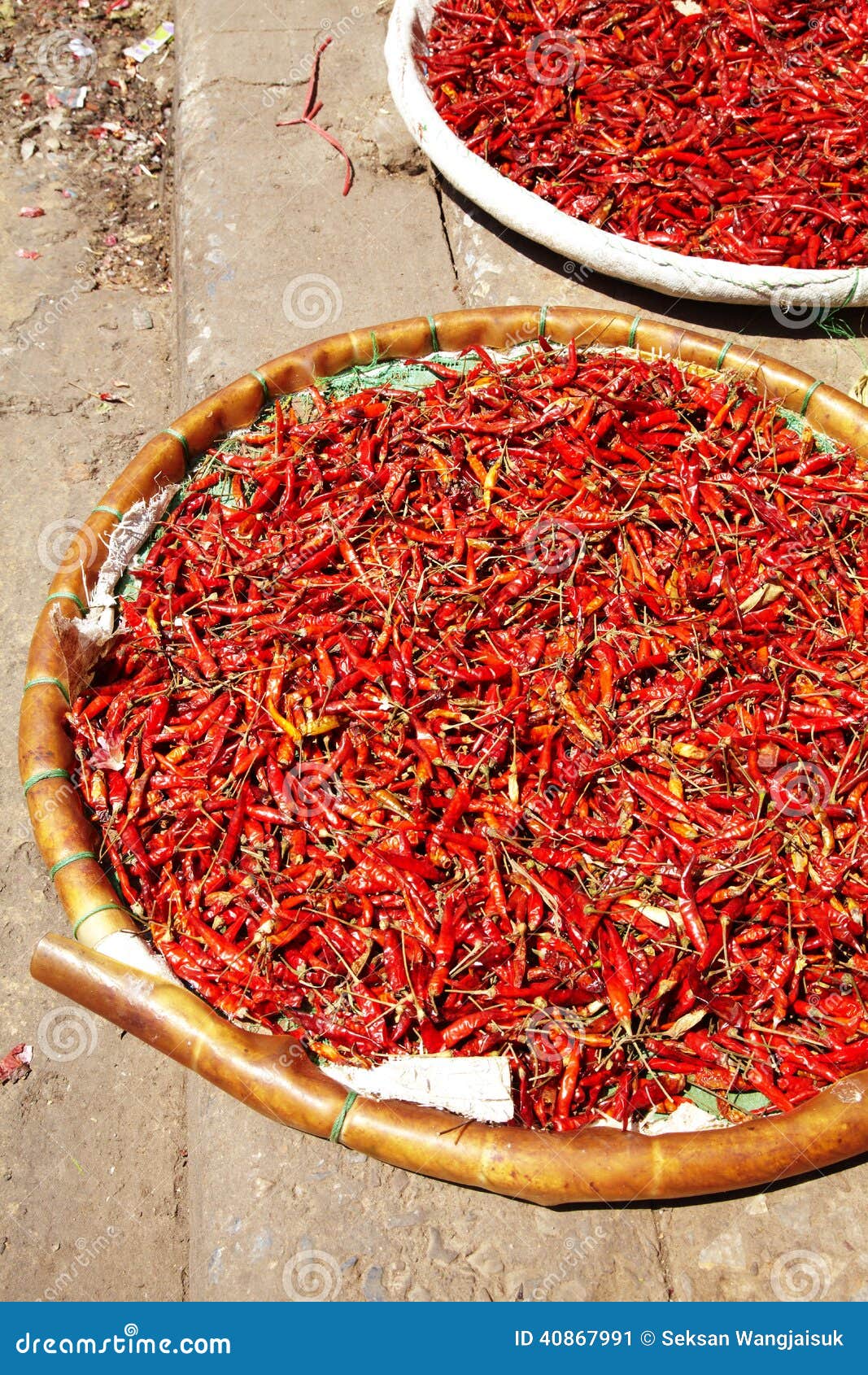 Many red chili in tray stock image. Image of asian, container - 40867991