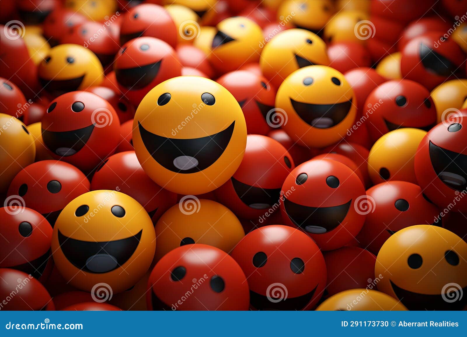 Many Red and Yellow Smiley Faces are Arranged Together Stock ...
