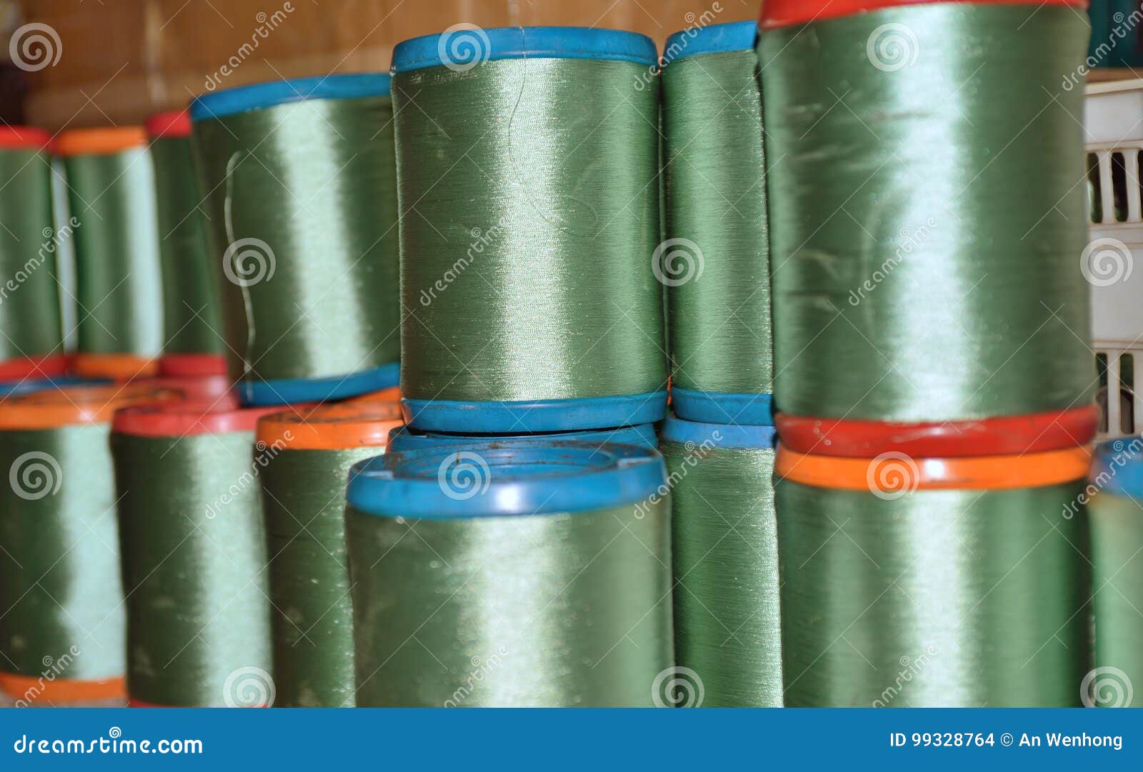 Many Reels of Threads for Embroidery Stock Photo - Image of bobbin ...