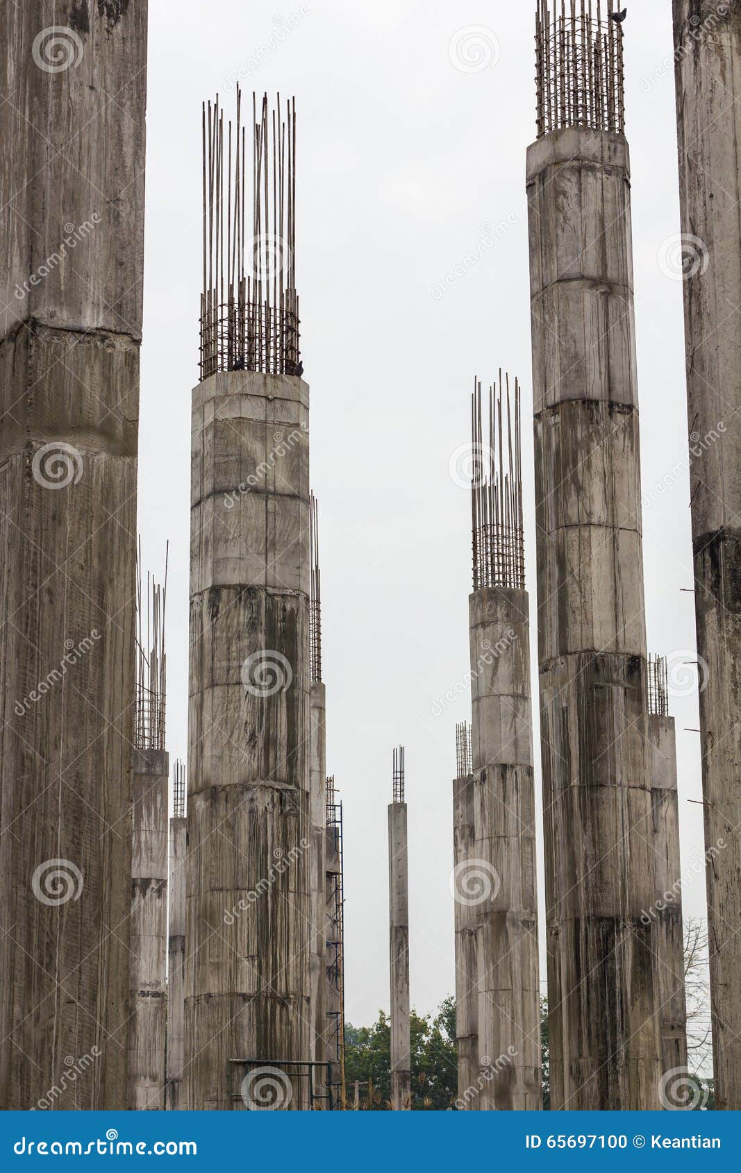 Many Reinforced Concrete Columns. Stock Photo - Image of corrosion ...