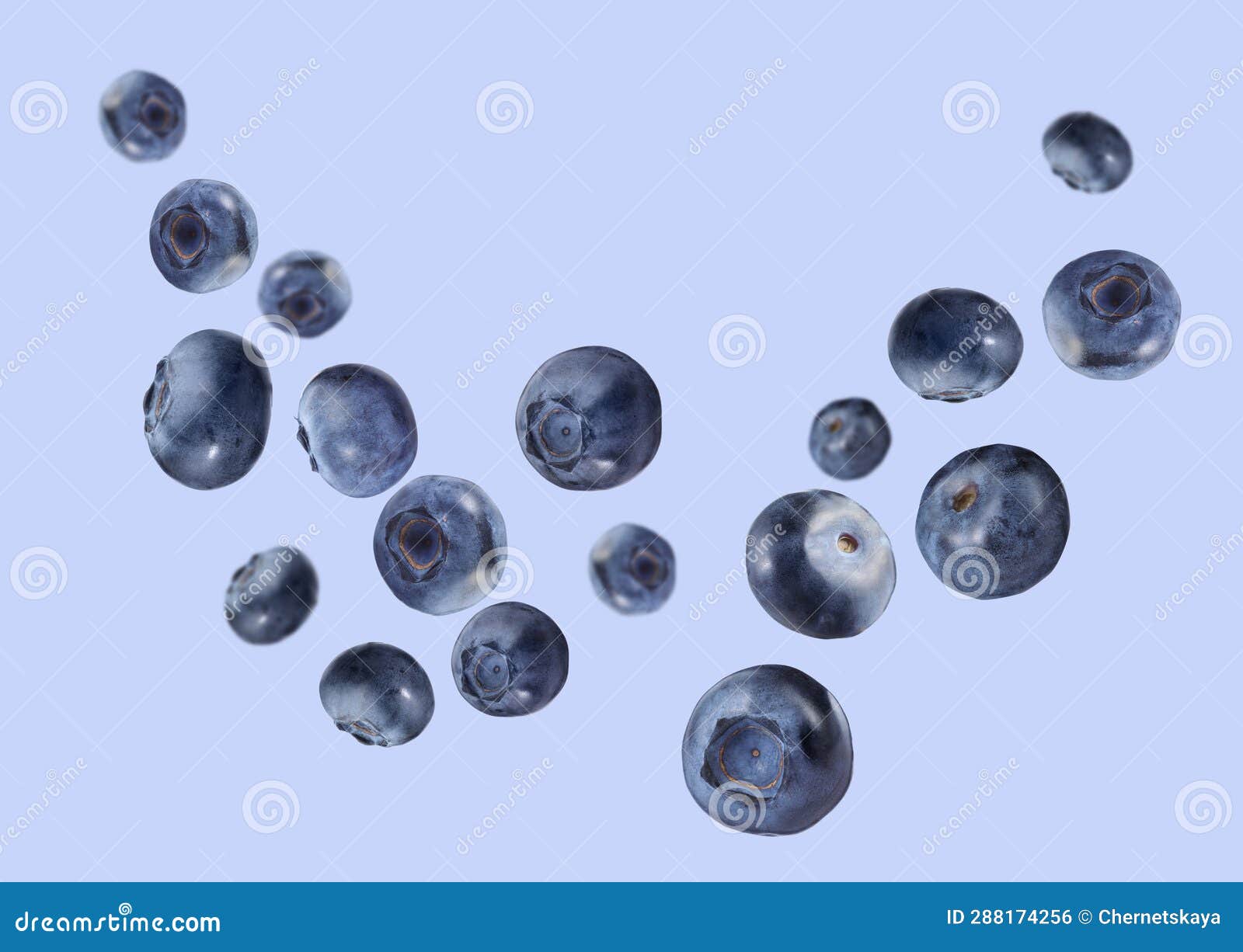 Many Ripe Blueberries Falling on Color Background Stock Photo - Image ...