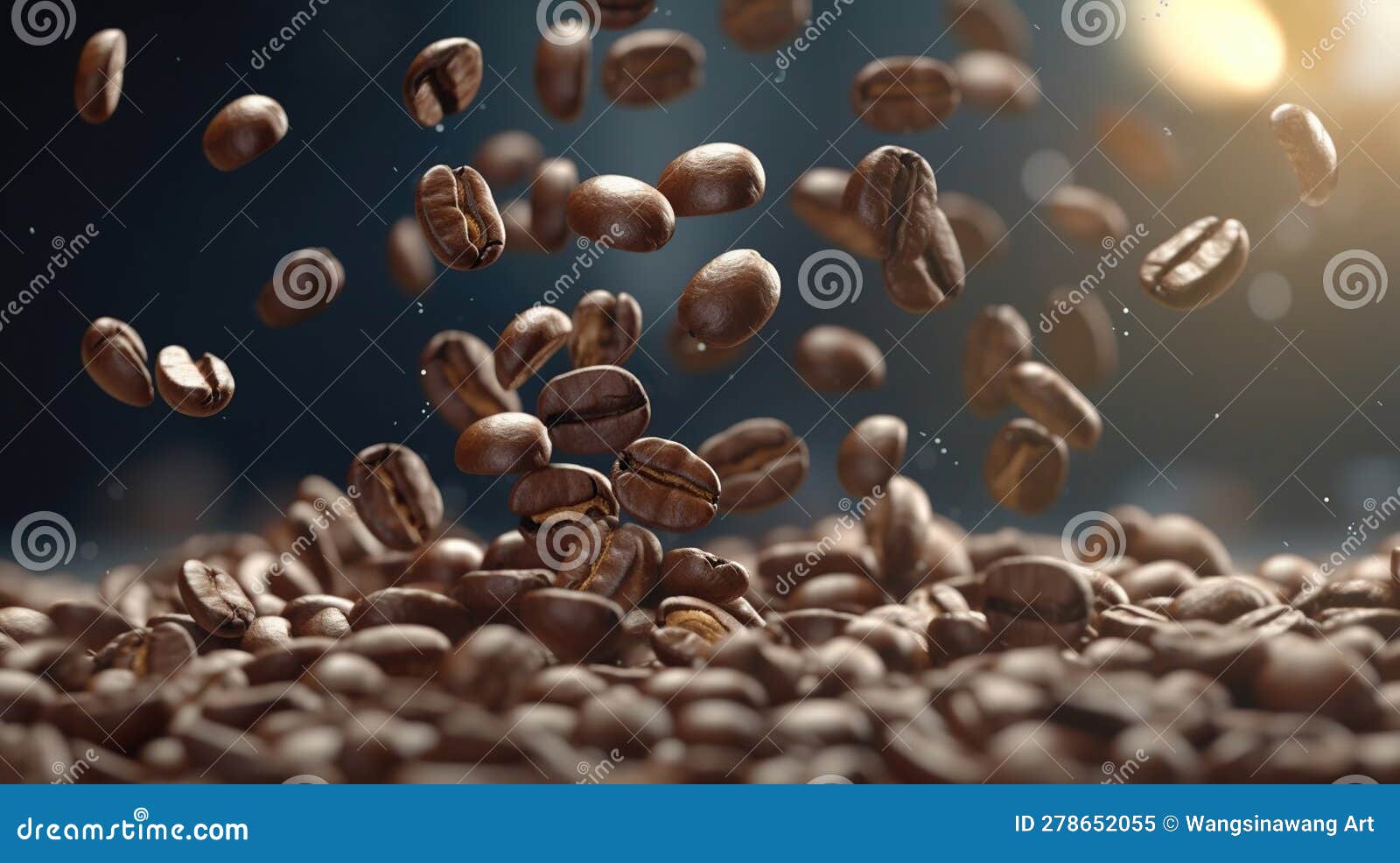Many Roasted Coffee Beans Flying in the Air Ai Generated Image Stock ...