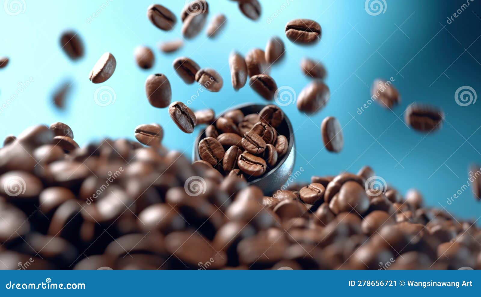 Many Roasted Coffee Beans Flying in the Air Ai Generated Image Stock ...
