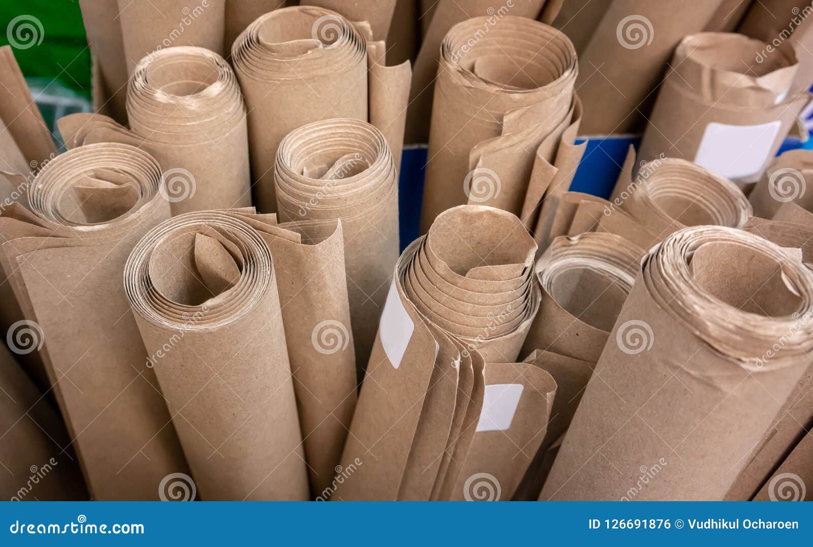 Many Rolls of Craft Paper in Stationery Store. Stock Photo - Image of ...