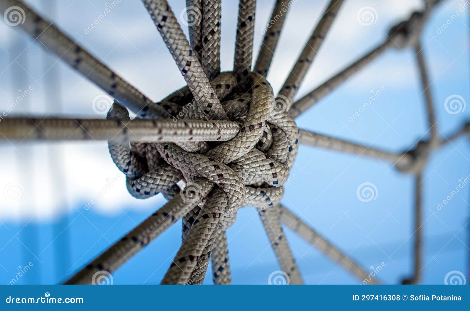 Many Ropes and One Big Knot Close Up Stock Photo - Image of attachment ...