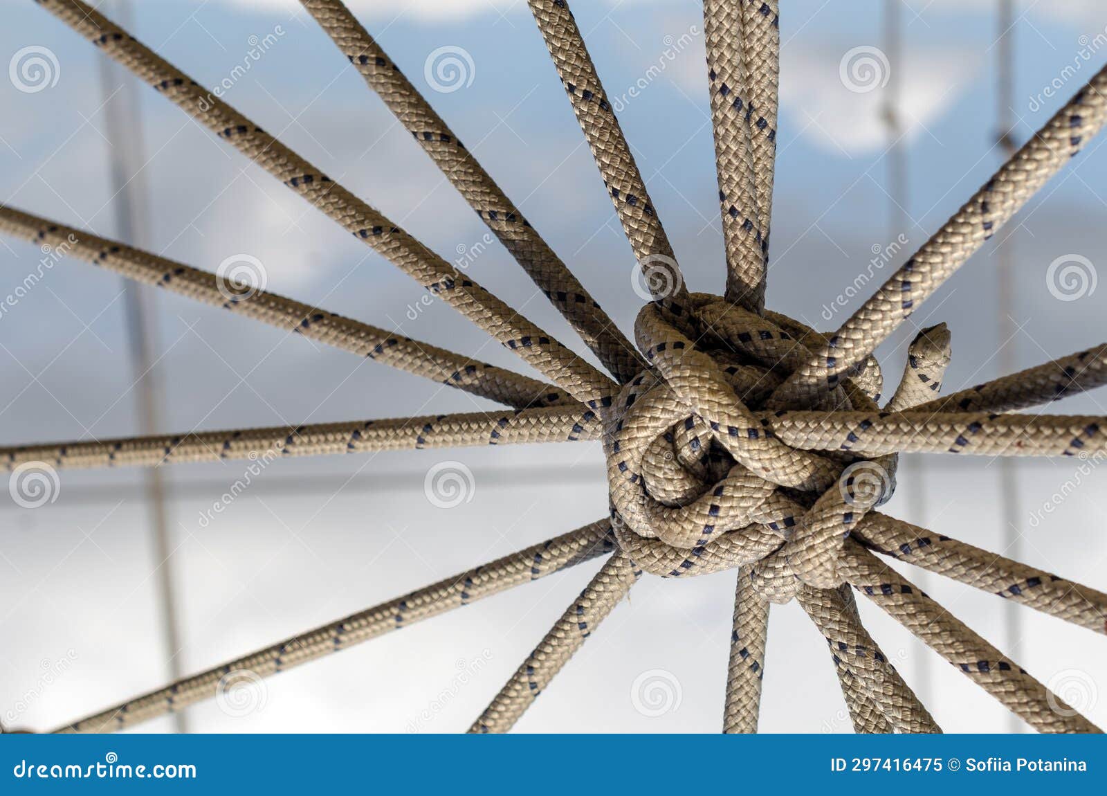 Many Ropes and One Big Knot Close Up Stock Image - Image of lashing ...