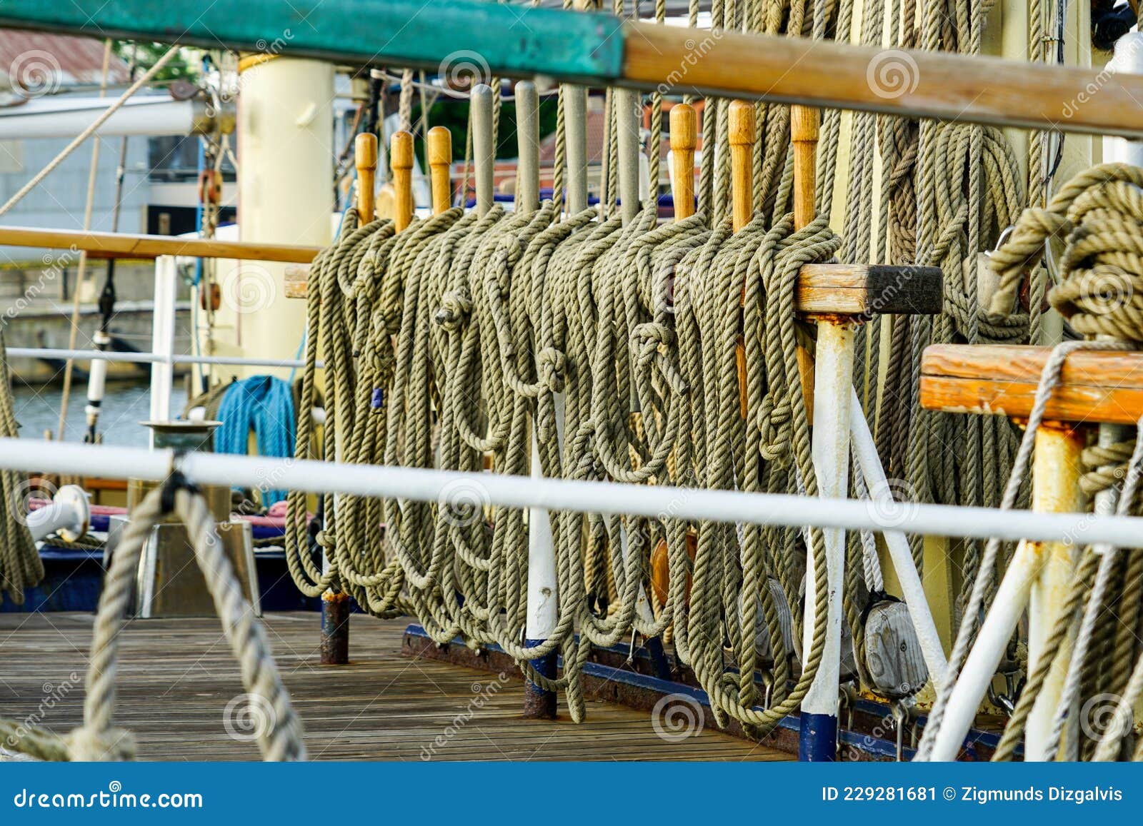 Many Ropes in a Rigging of a Historic Sailing Ship Stock Image - Image ...