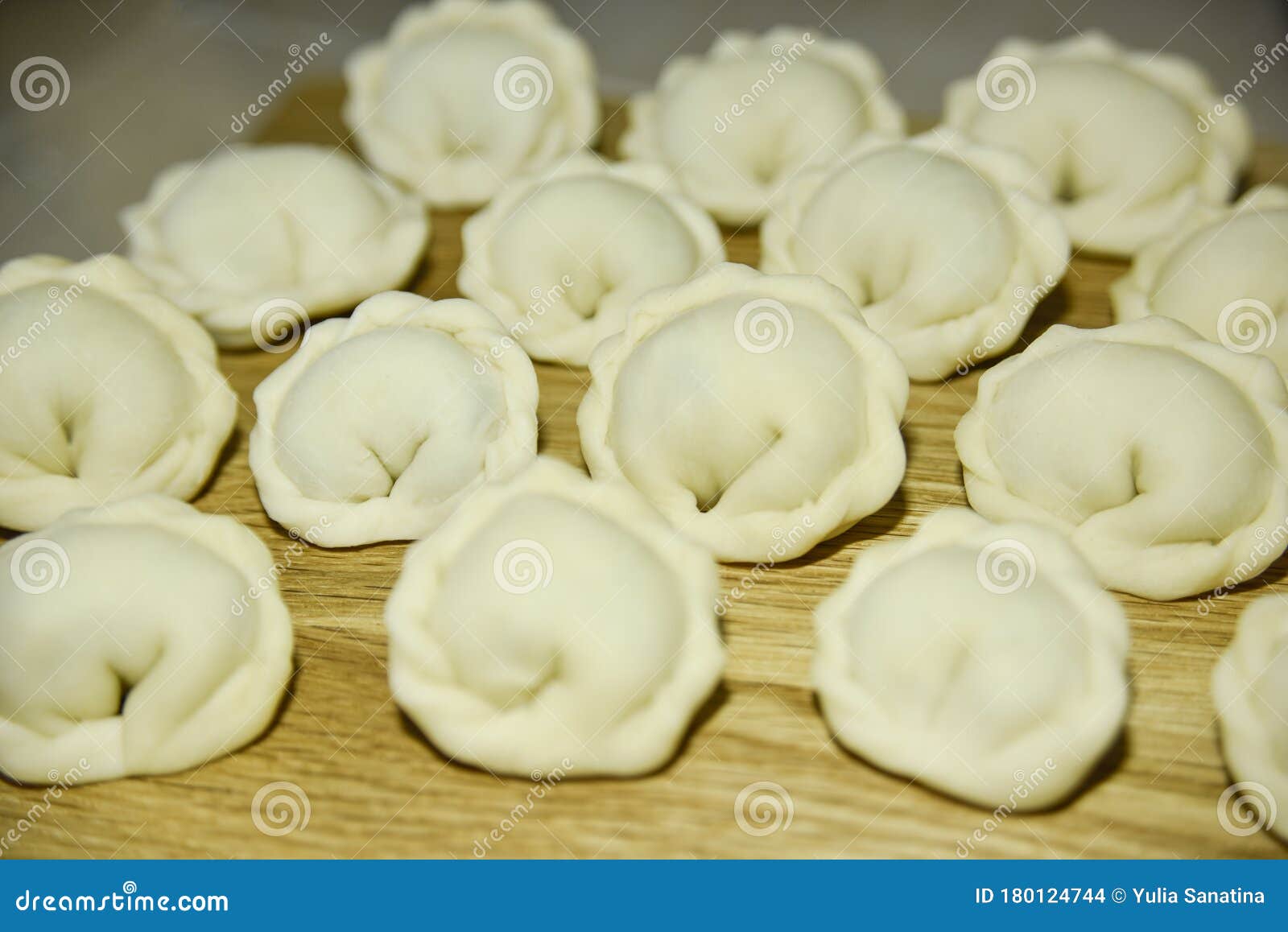 Many Round Dumplings from the Close Side View Stock Photo - Image of ...