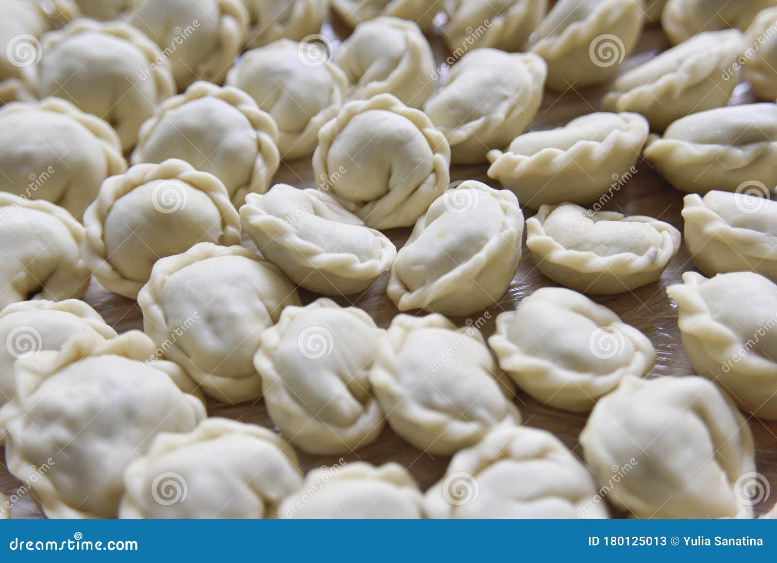 Many Round Dumplings from the Close Side View Stock Image - Image of ...