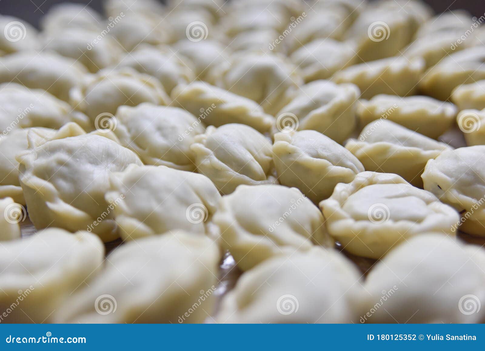 Many Round Dumplings from the Close Side View Stock Photo - Image of ...